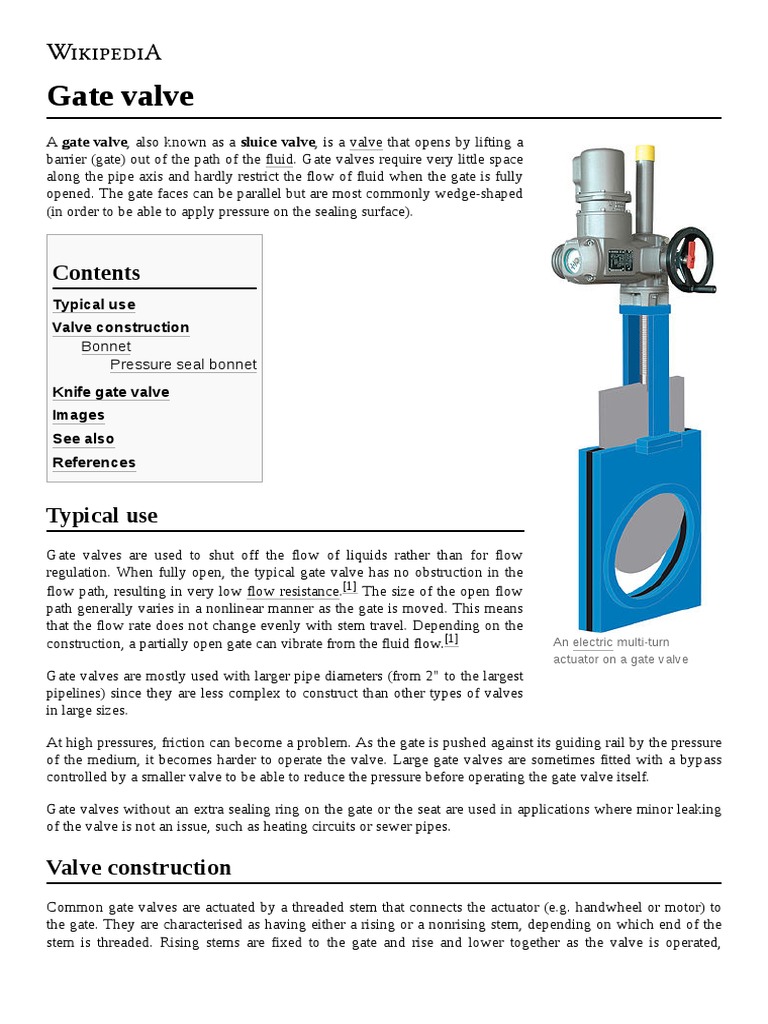 Gate Valve: Typical Use Valve Construction | PDF | Valve | Gas Technologies