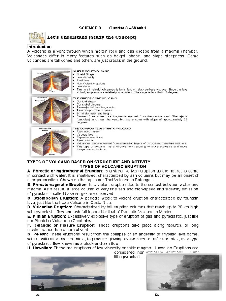Science 9 Quarter 3 Module 1 Week 1 | PDF | Types Of Volcanic Eruptions ...