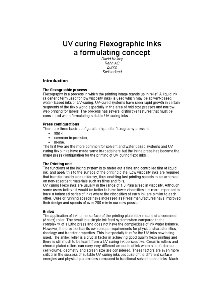 UV Flexo Ink Composition | PDF | Epoxy | Industrial Processes
