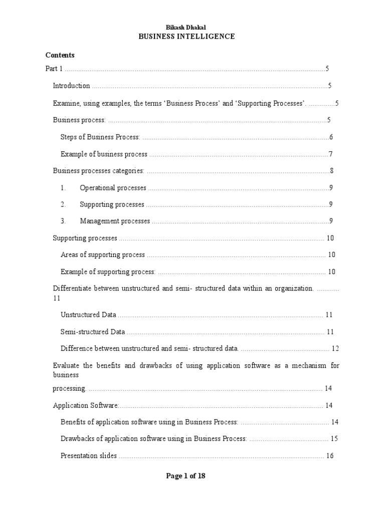 Bi Assignment Part 1 Pdf Business Intelligence Business Process
