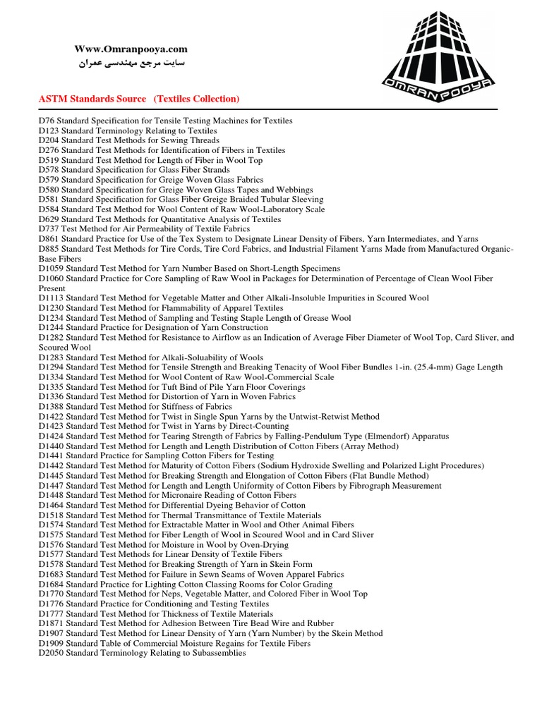ASTM Textile Standards Overview | PDF | Textiles | Yarn