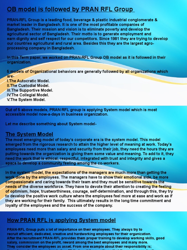OB Model Is Used by PRAN RFL | PDF | Employment | Salary