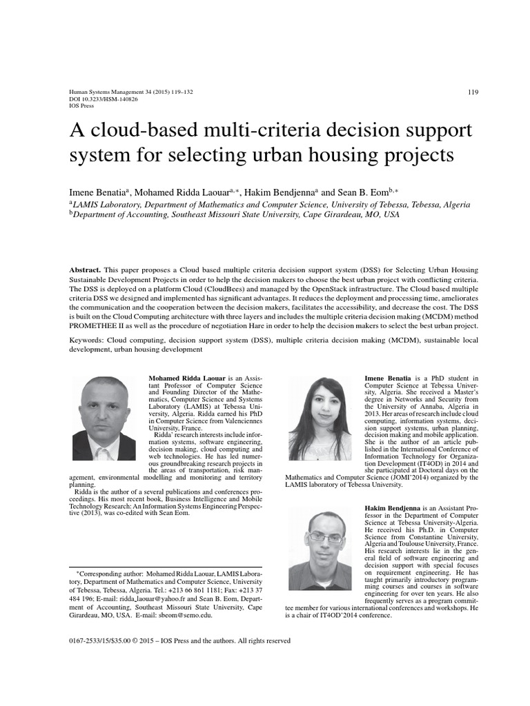 A Cloud Based Multi Criteria Decision Support System For Selecting