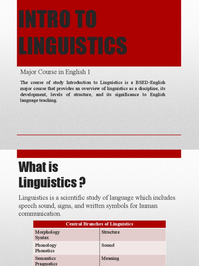 Intro To Linguistics: Major Course in English 1 | PDF | Part Of Speech ...