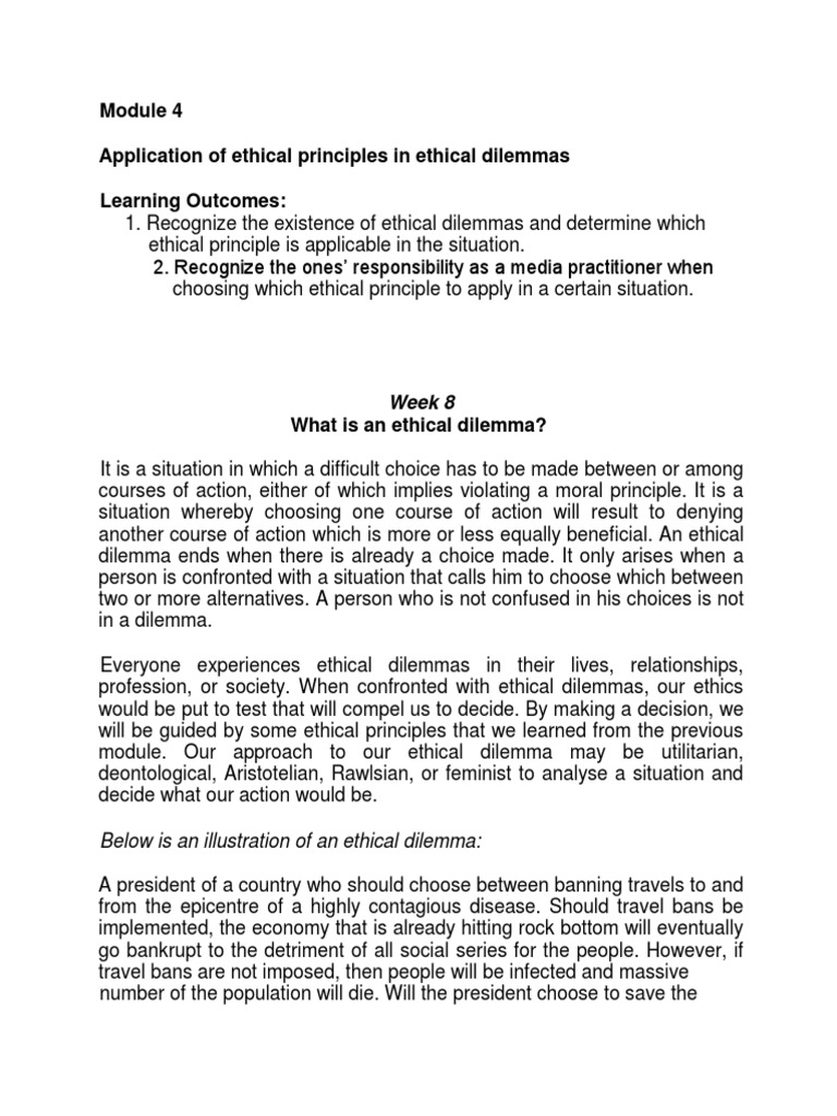 Module 4 (Ethical Dilemma) & Module 5 (Environmental Ethics) | PDF ...