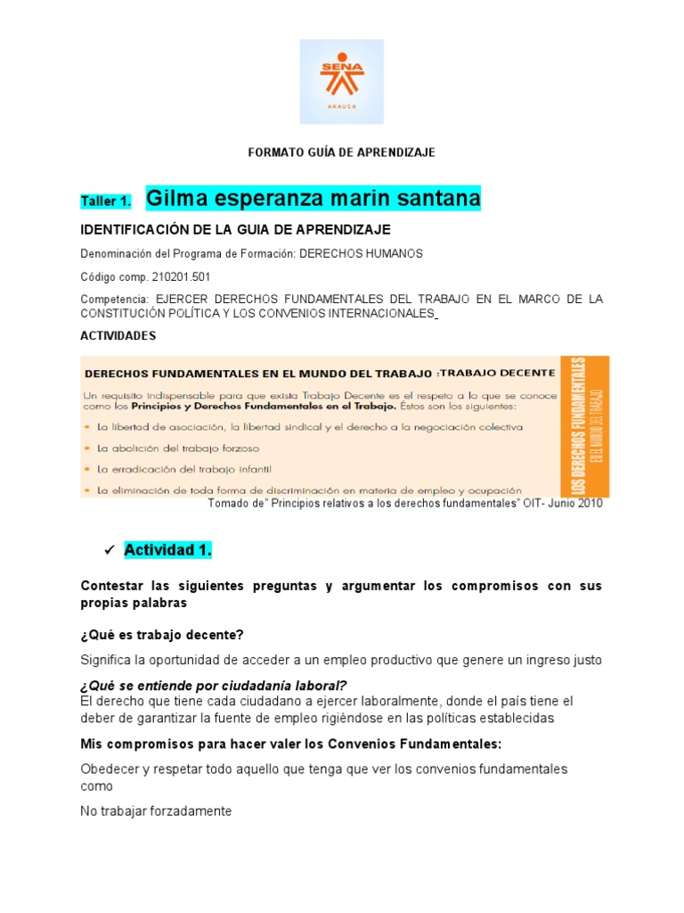 Formato Gu A de Aprendizaje 1 | PDF | Sindicato | Derecho laboral