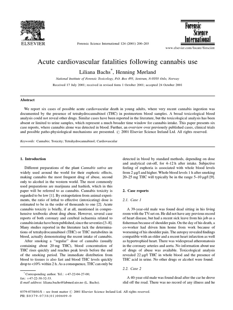 Cannabis-Linked Acute Cardiac Deaths | PDF | Tetrahydrocannabinol ...