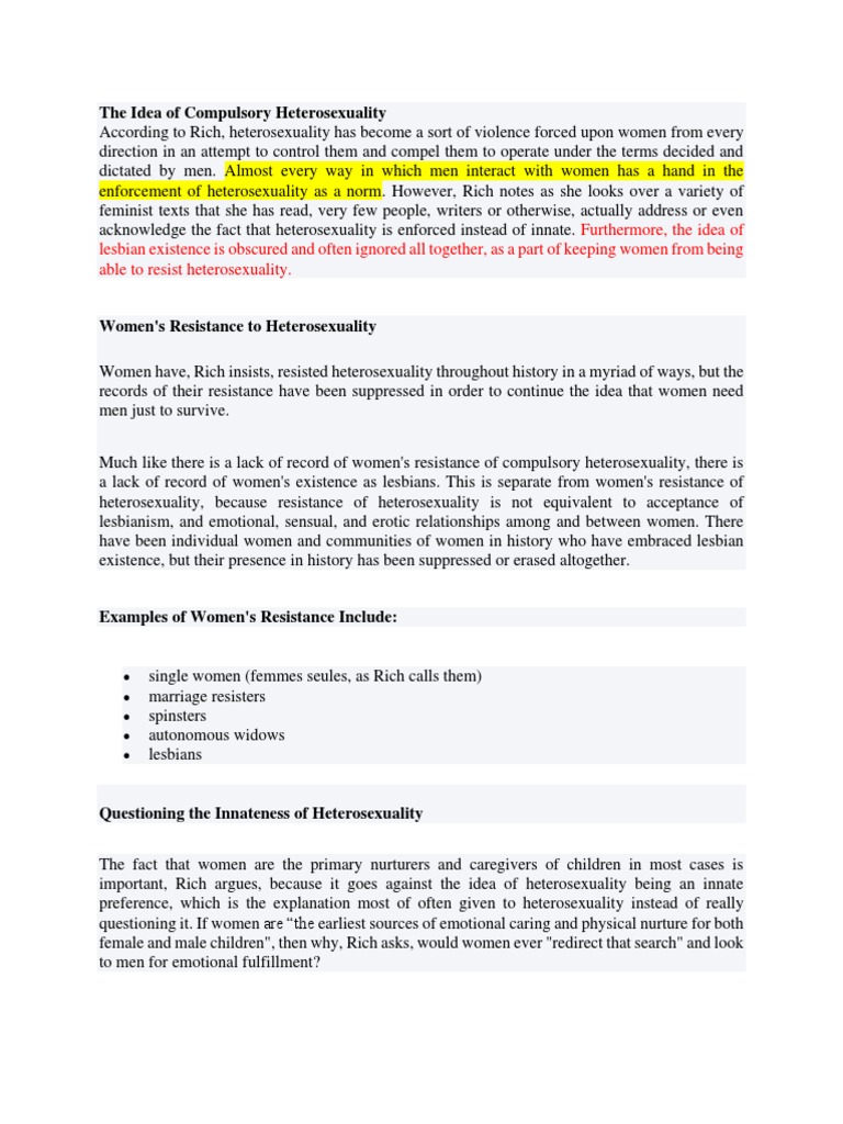 The Idea of Compulsory Heterosexuality | Download Free PDF | Lesbian ...