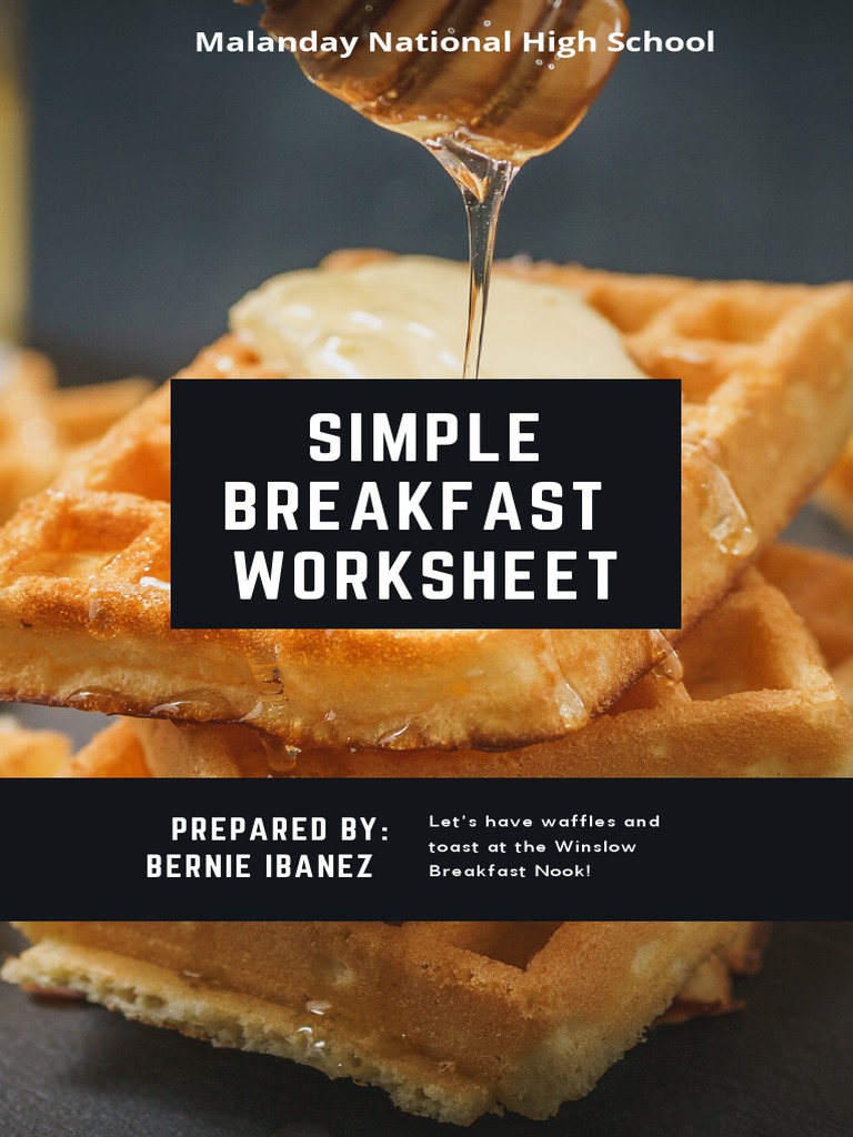 Simple Breakfast Worksheet: Malanday National High School | PDF