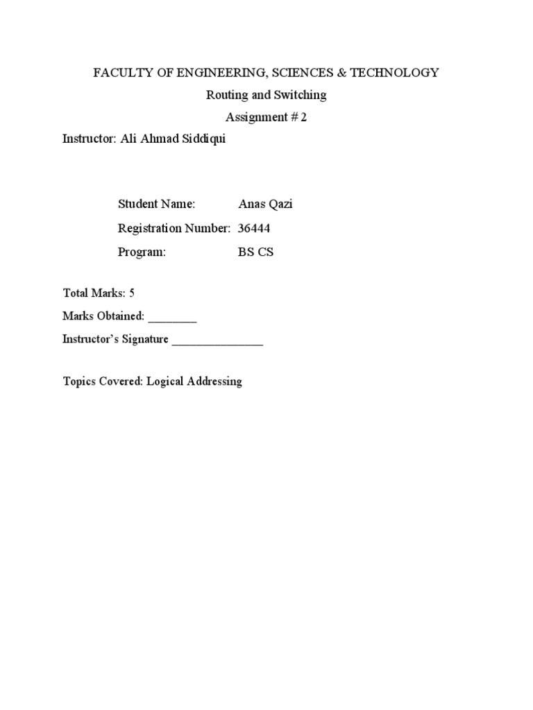 Routing & Switching Assignment # 2 | PDF
