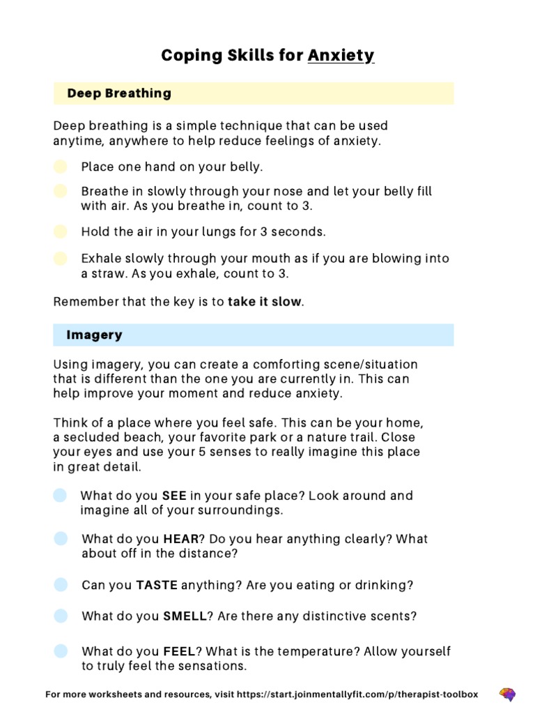 Coping Skills For Anxiety | PDF | Relaxation (Psychology) | Breathing