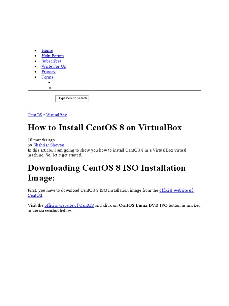 Install CentOS 8 on VirtualBox Guide | PDF | Virtual Machine | Booting