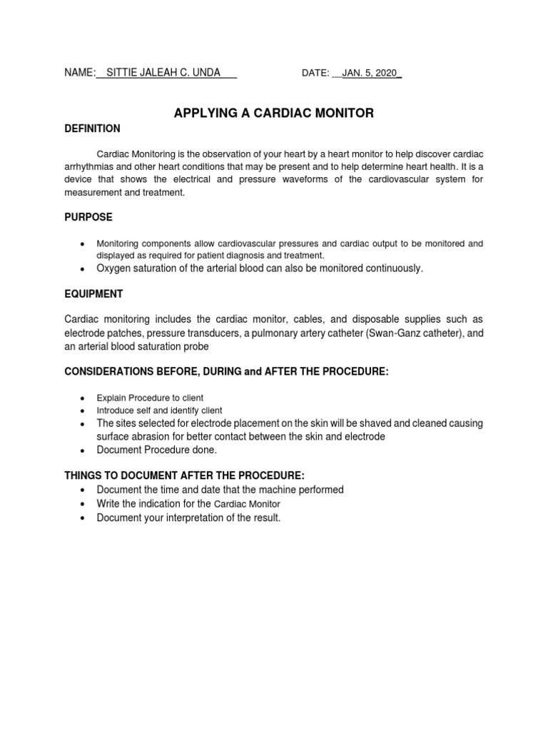 Applying A Cardiac Monitor | PDF | Heart | Cardiovascular System
