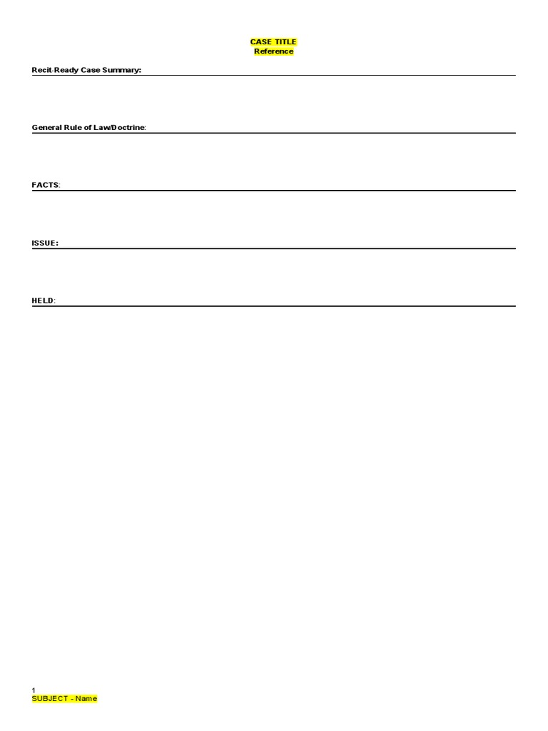 Case Digest Template (2020) | PDF