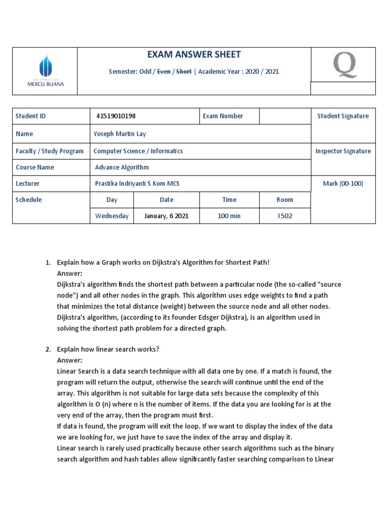 Final Exam Advance Algorithm | PDF | Theoretical Computer Science ...