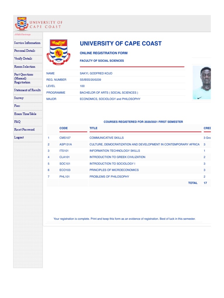 Student Portal - University of Cape Coast | PDF | Science | Science And ...