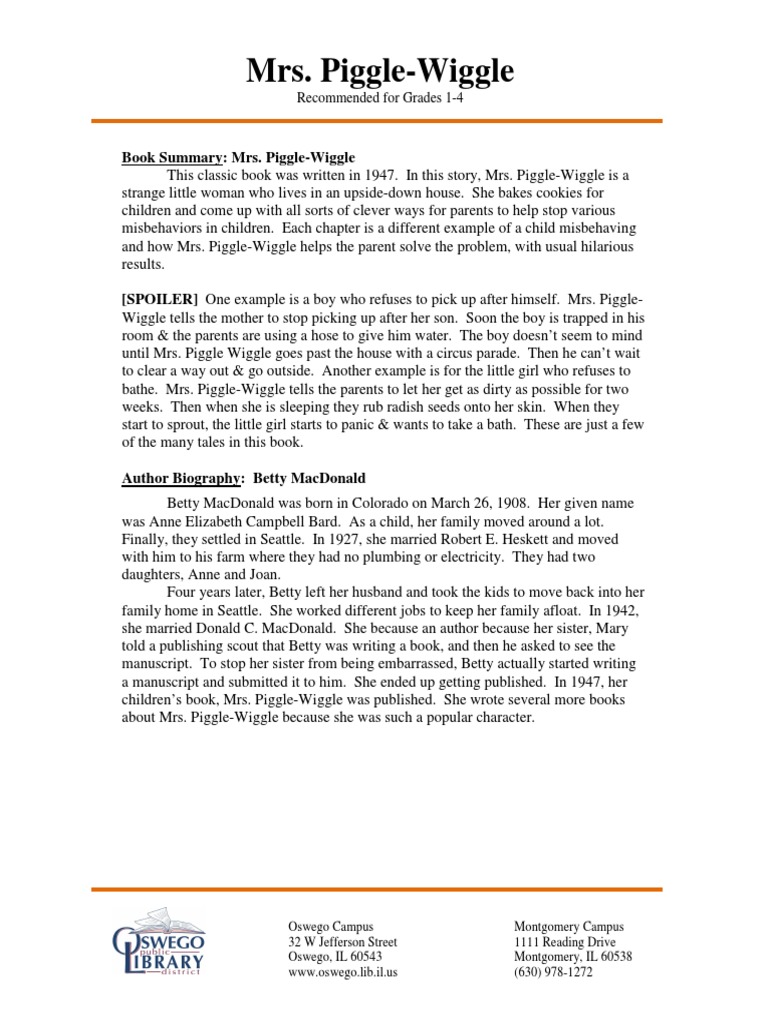 Book Summary: Mrs. Piggle-Wiggle | PDF | Books