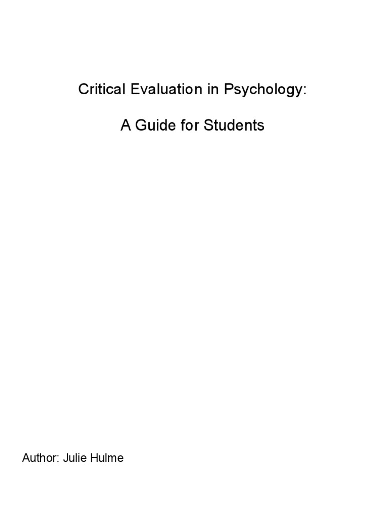 Critical Evaluation in Psychology Guide | PDF