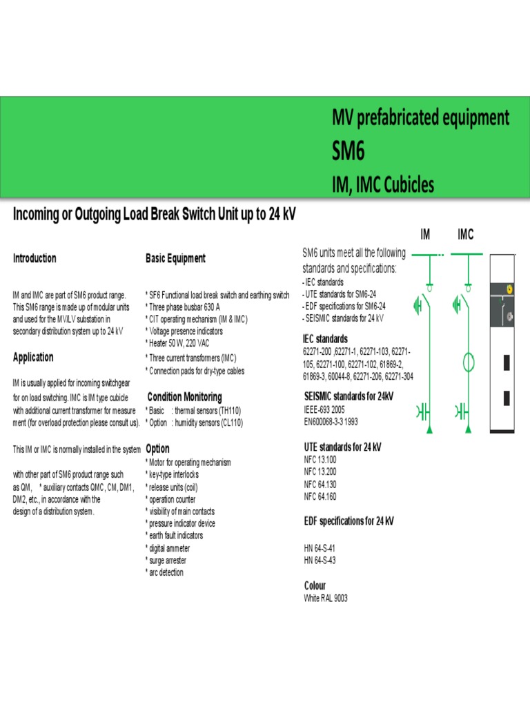 MV Prefabricated Equipment IM, IMC Cubicles: Incoming or Outgoing Load ...