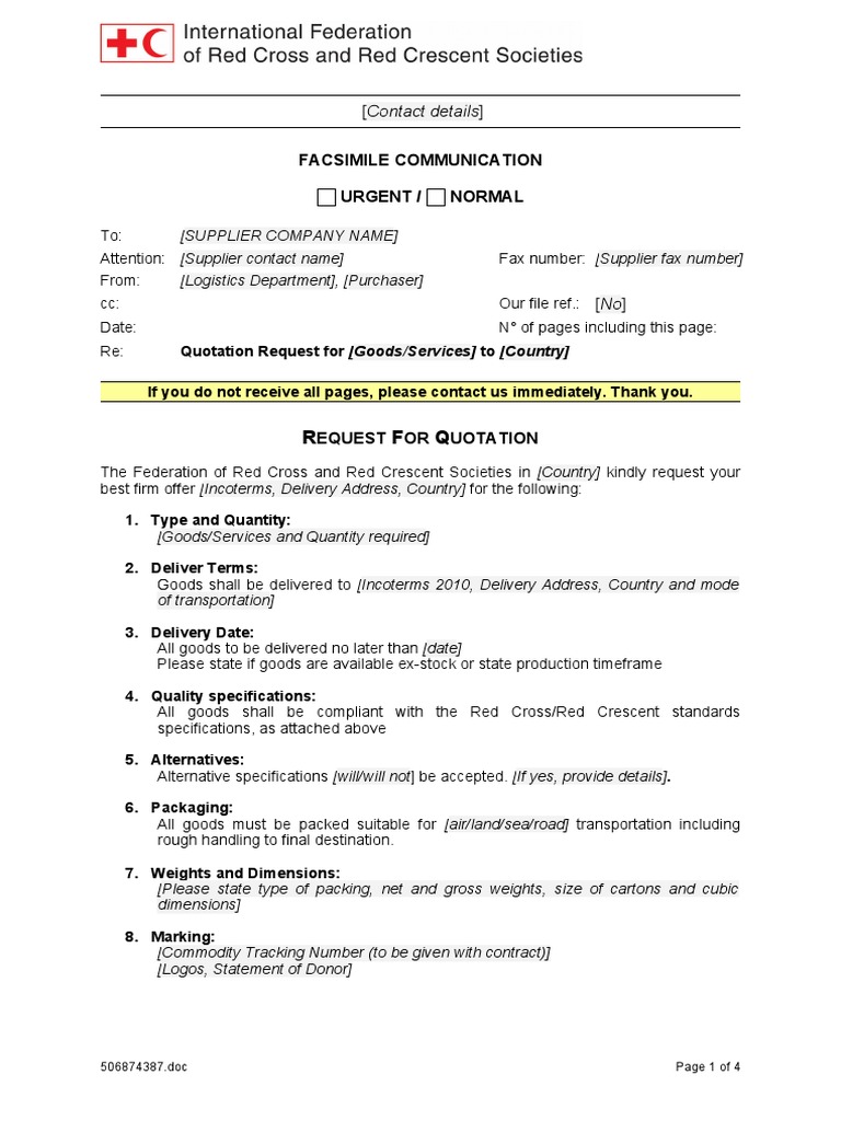 Appendix 03 - Request For Quotation - V1.0 | PDF | Supply Chain ...