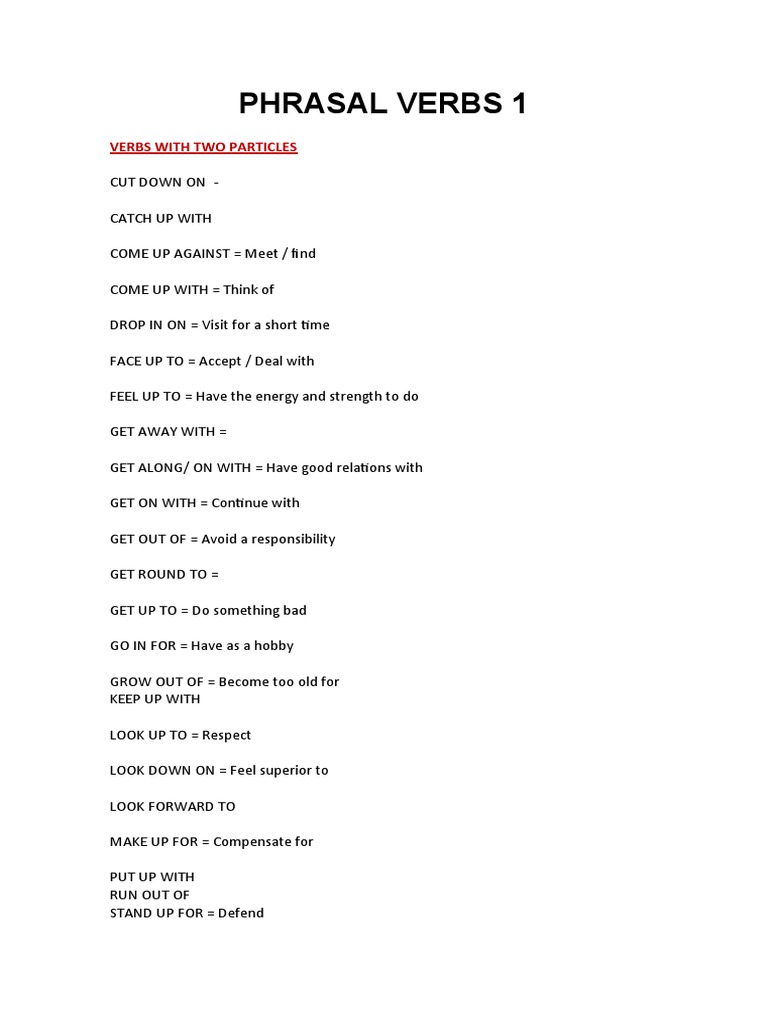 Phrasal Verbs with One and Two Particles | PDF