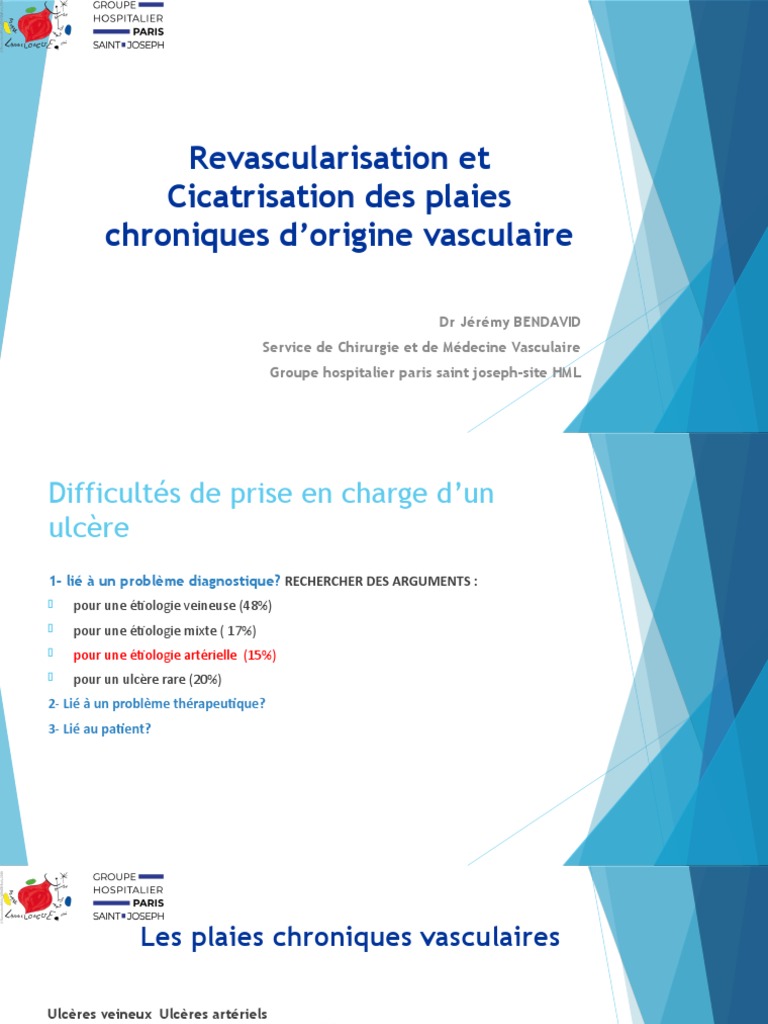 Cicatrisation Des Plaies Chroniques D'origine Vasculaire | PDF ...