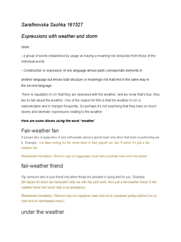 Expressions With Weather and Storm | PDF | Idiom | Eye (Cyclone)