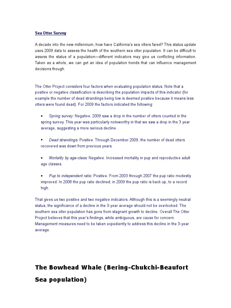 The Bowhead Whale (Bering-Chukchi-Beaufort Sea Population) | PDF | Sea ...