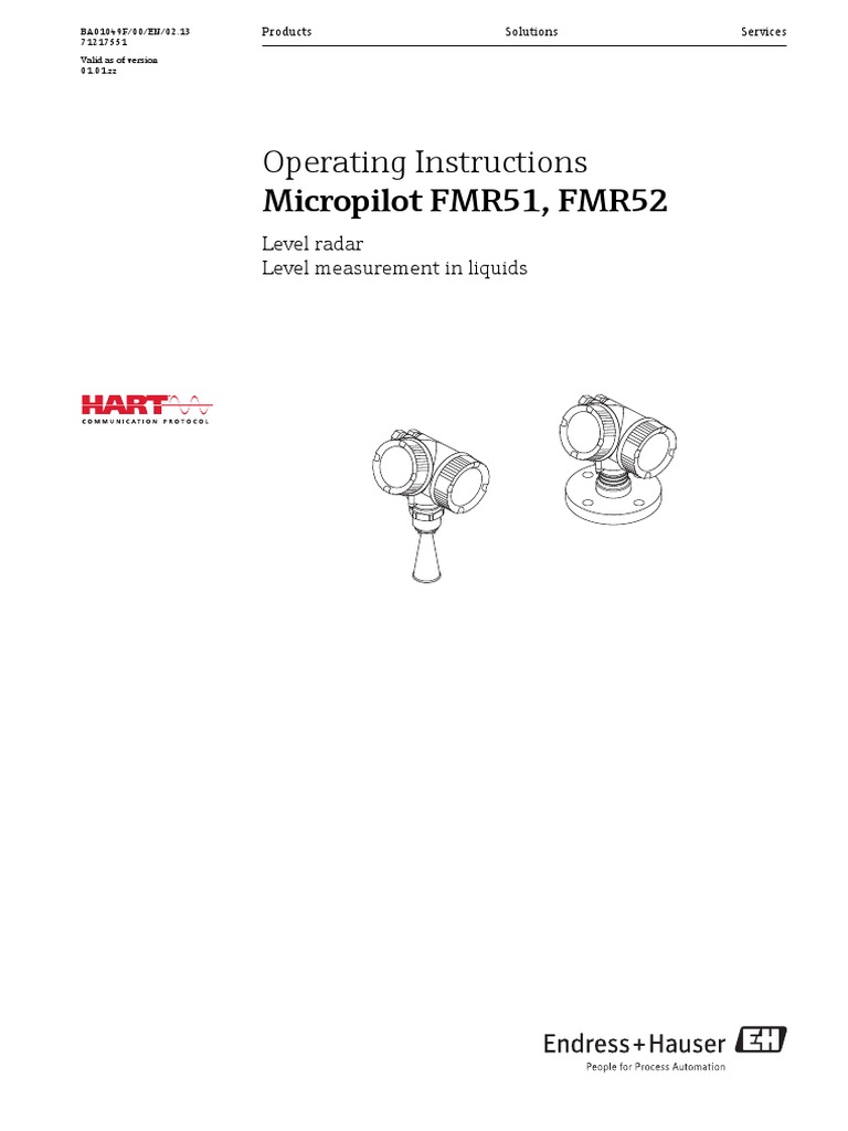 Operating Instructions Micropilot FMR51, FMR52: Level Radar Level ...