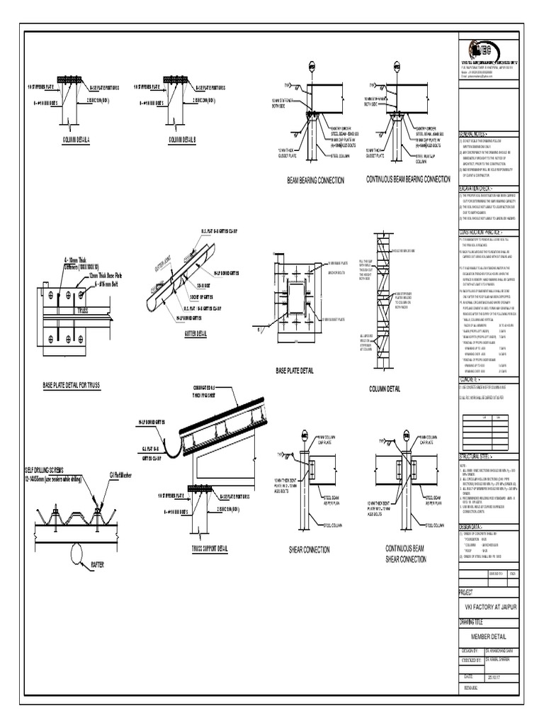 Column Detail A Column Detail B: 4 - 10mm Thick Stiffeners (100X100X10 ...