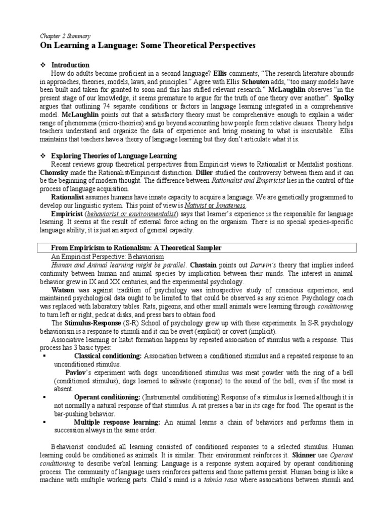 On Learning A Language: Some Theoretical Perspectives: Chapter 2 ...