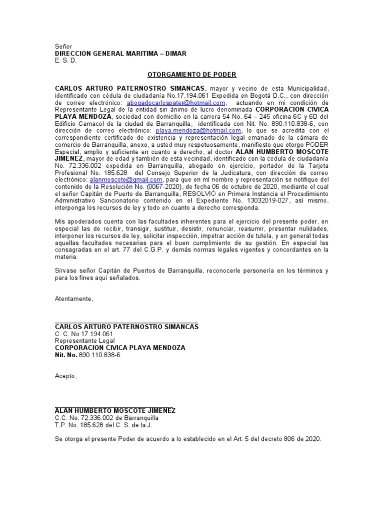 Poder Notificacion Dimar | PDF | Justicia | Crimen y violencia