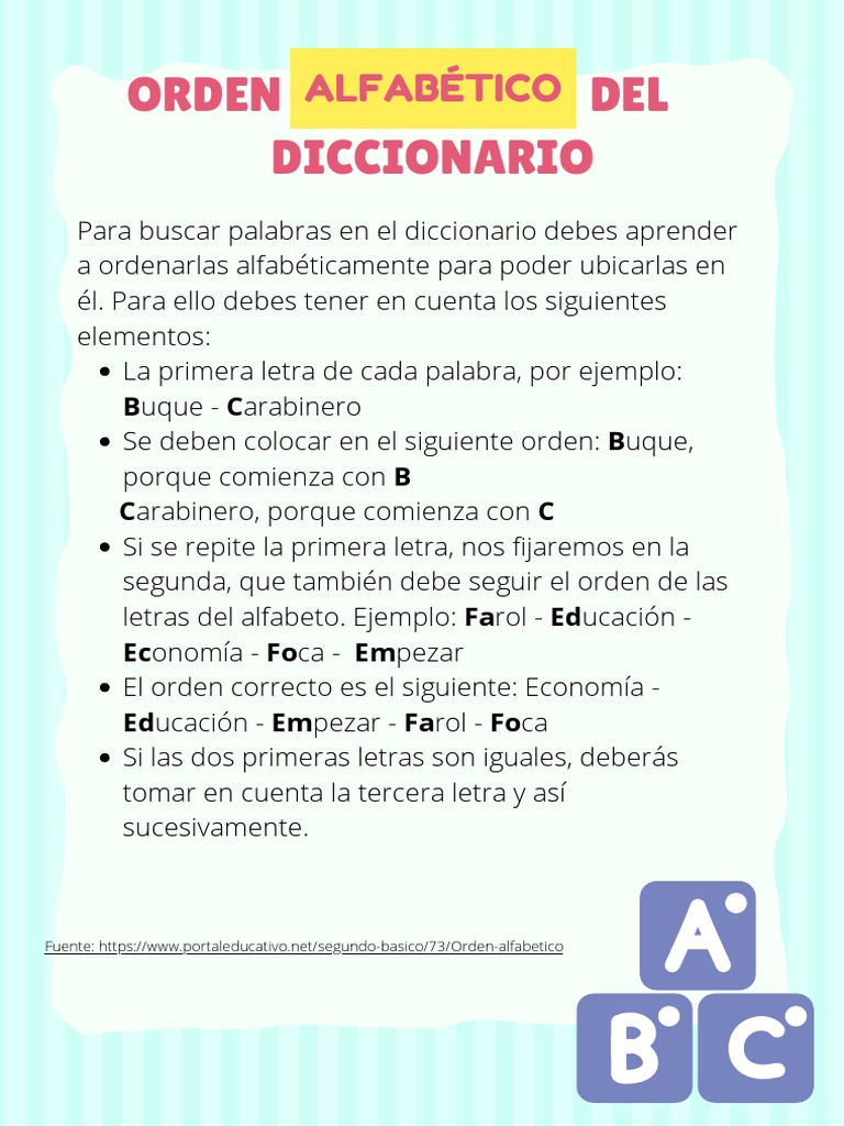 Orden Alfabético en el Diccionario | PDF | Artes del Lenguaje y ...