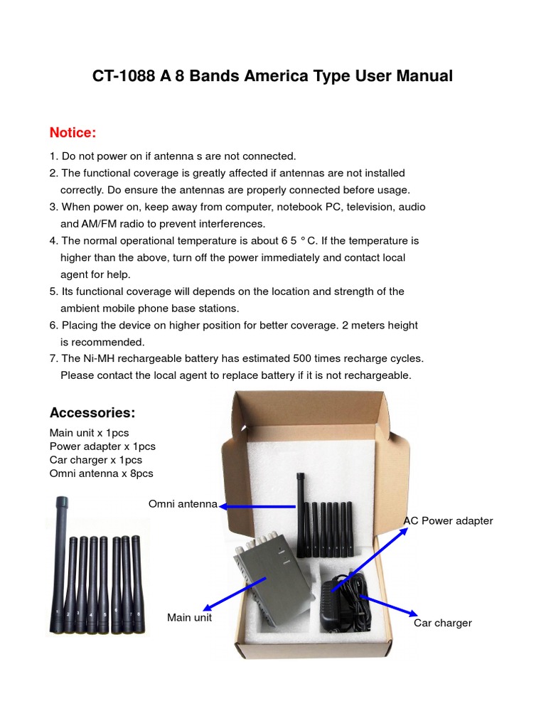 CT-1088 A 8 Bands America Type User Manual: Notice | PDF | Gsm ...