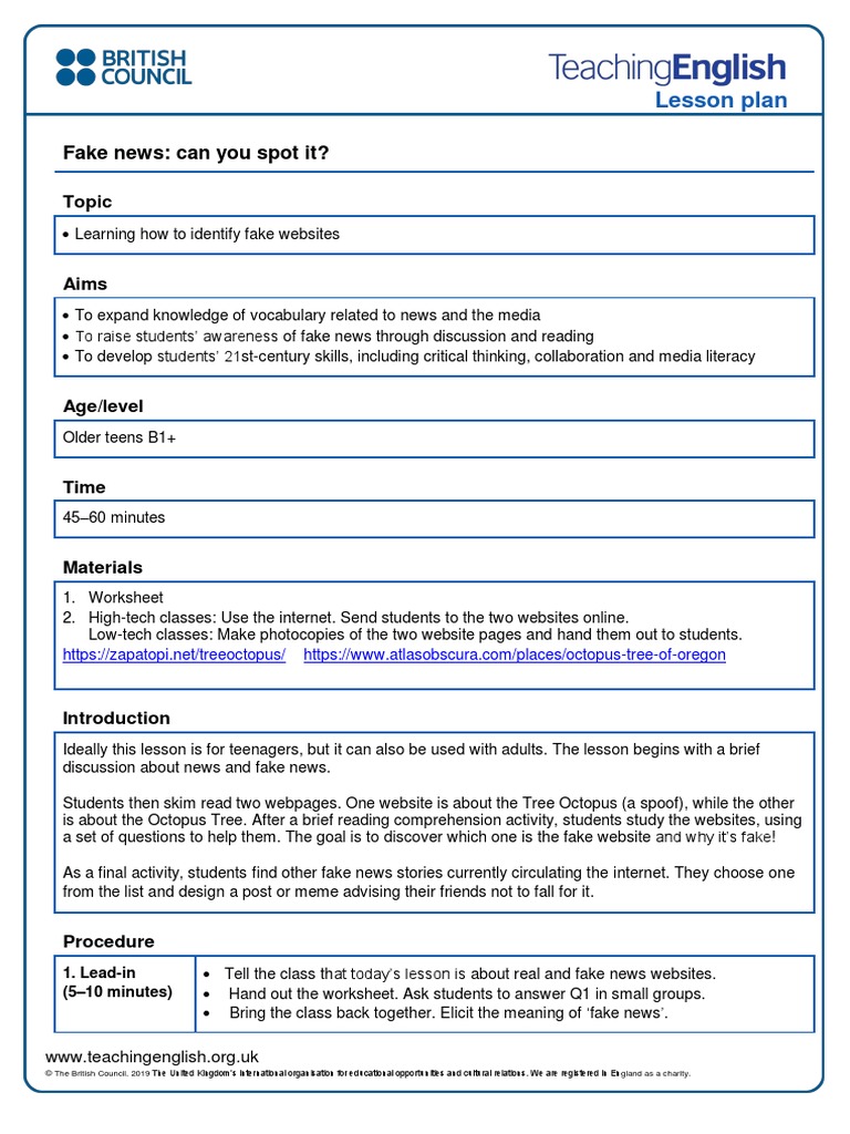 Fake News Lesson Plan | PDF | Science & Mathematics