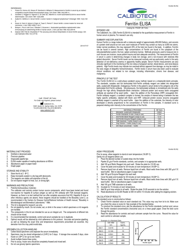 Ferritin Package Insert | PDF | Medical Specialties | Clinical Medicine