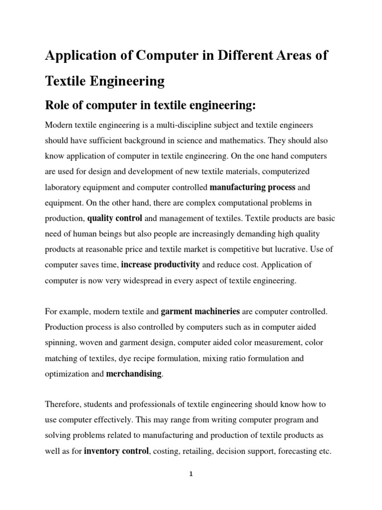Application of Computer in Different Areas of Textile Engineering ...