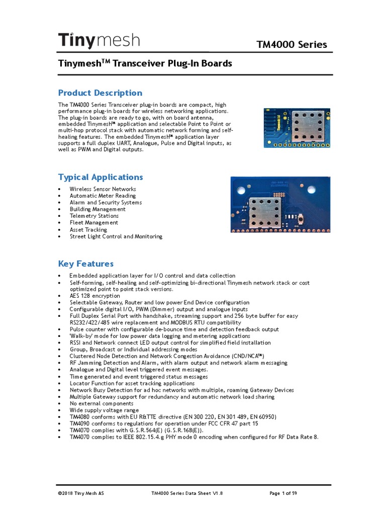 TM4000 Series Data Sheet 1.8 | PDF
