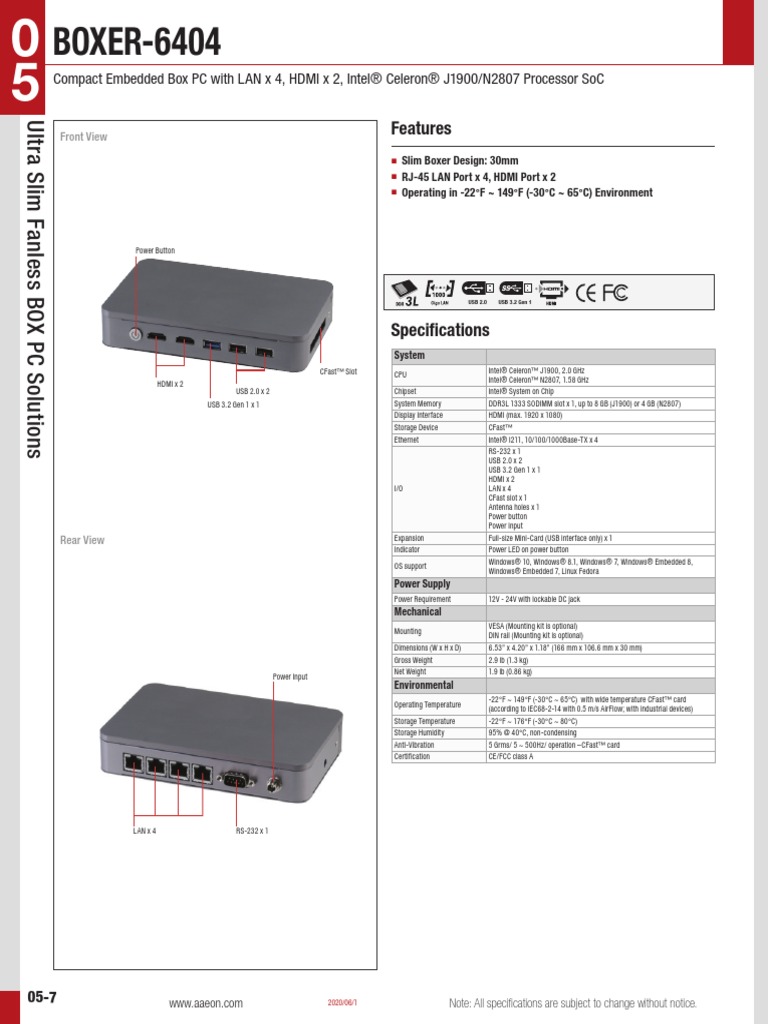 BOXER-6404 | PDF | Embedded System | Usb