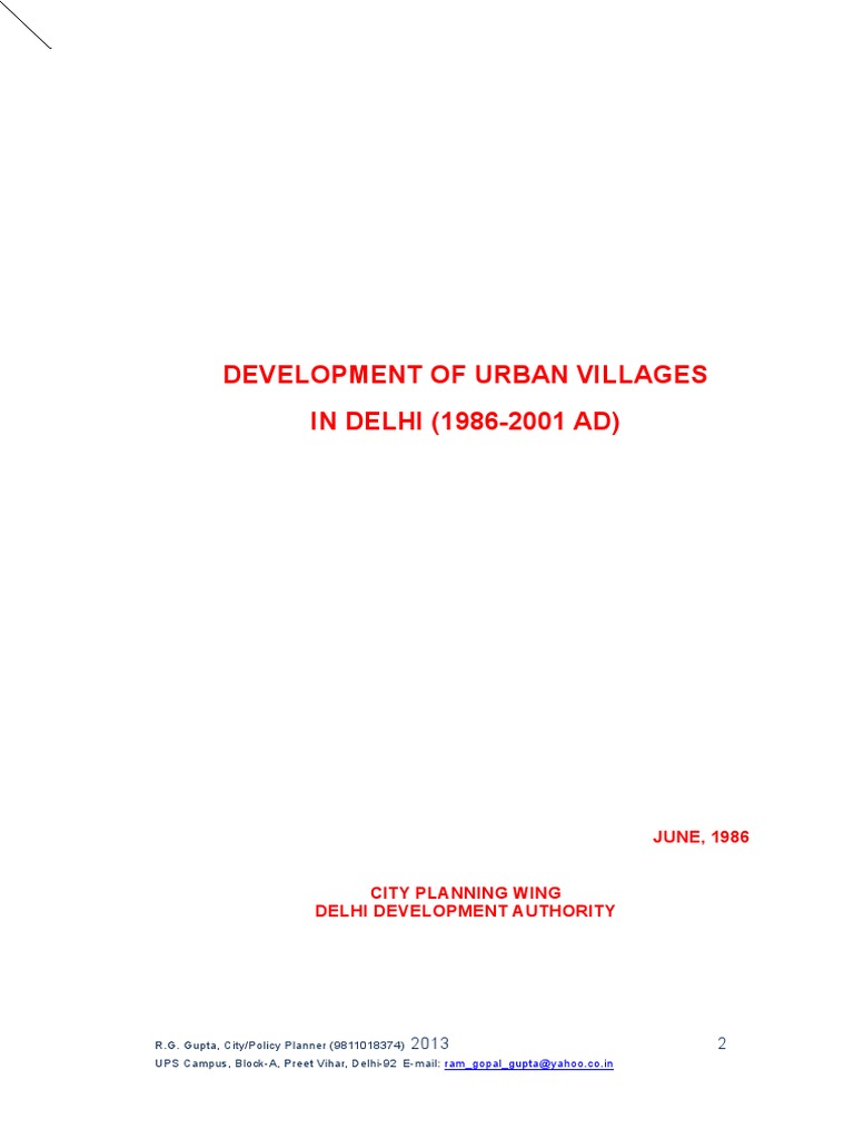 Development of Urban Villages in Delhi - 2013 | PDF | Urbanization ...