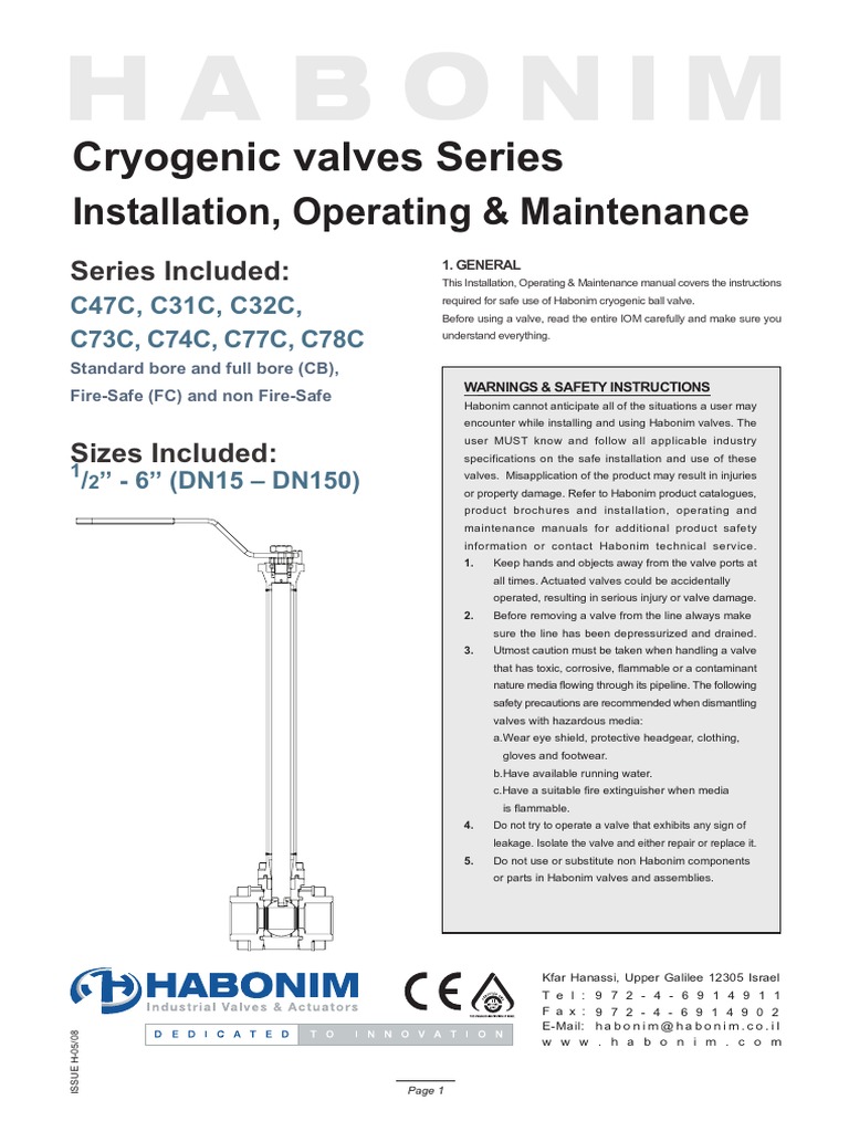 Cryogenic Valves Series: Installation, Operating & Maintenance | PDF ...