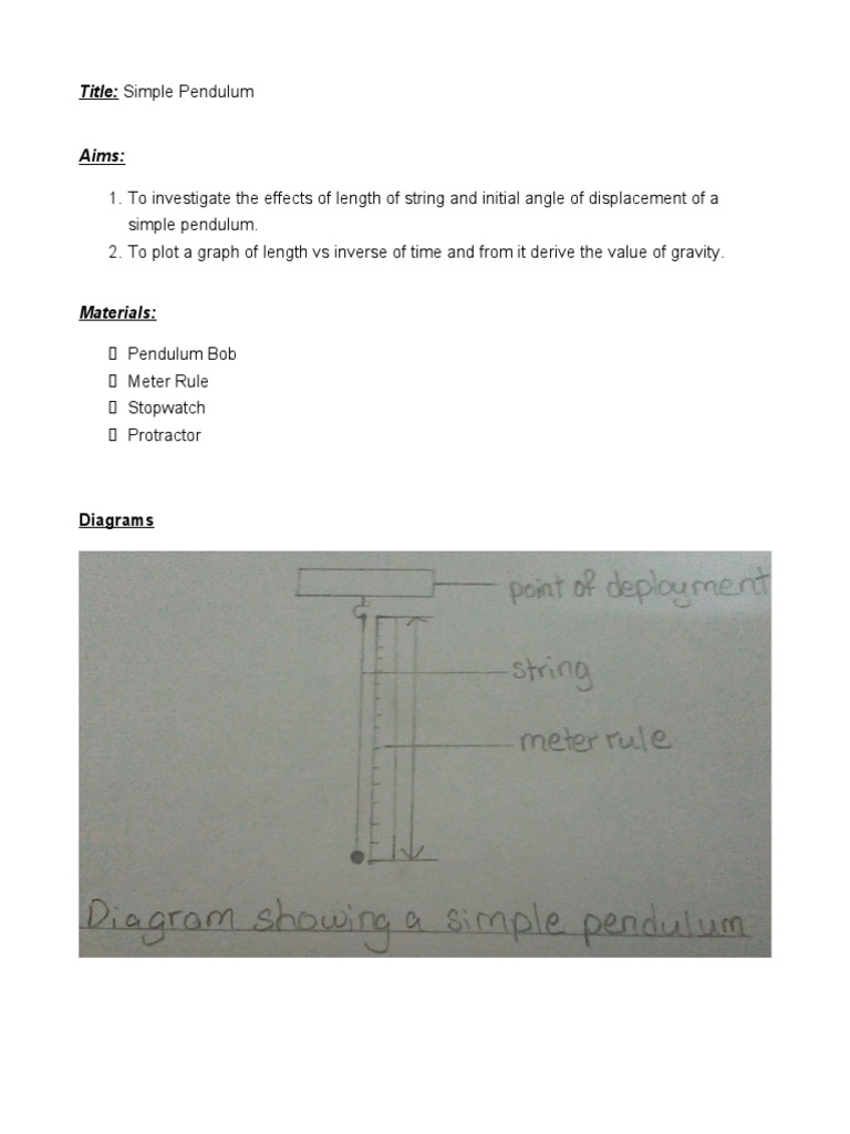 Simple Pendulum Lab | PDF | Pendulum | Oscillation