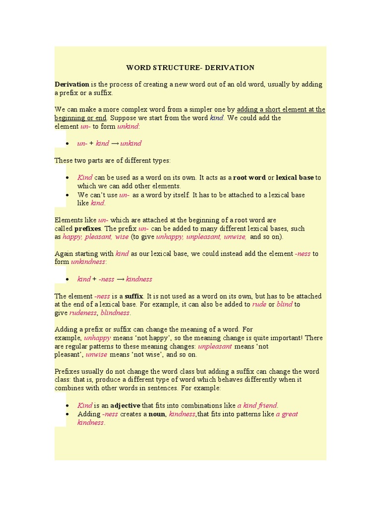 Word Derivation: Prefixes and Suffixes | PDF | Language Mechanics ...