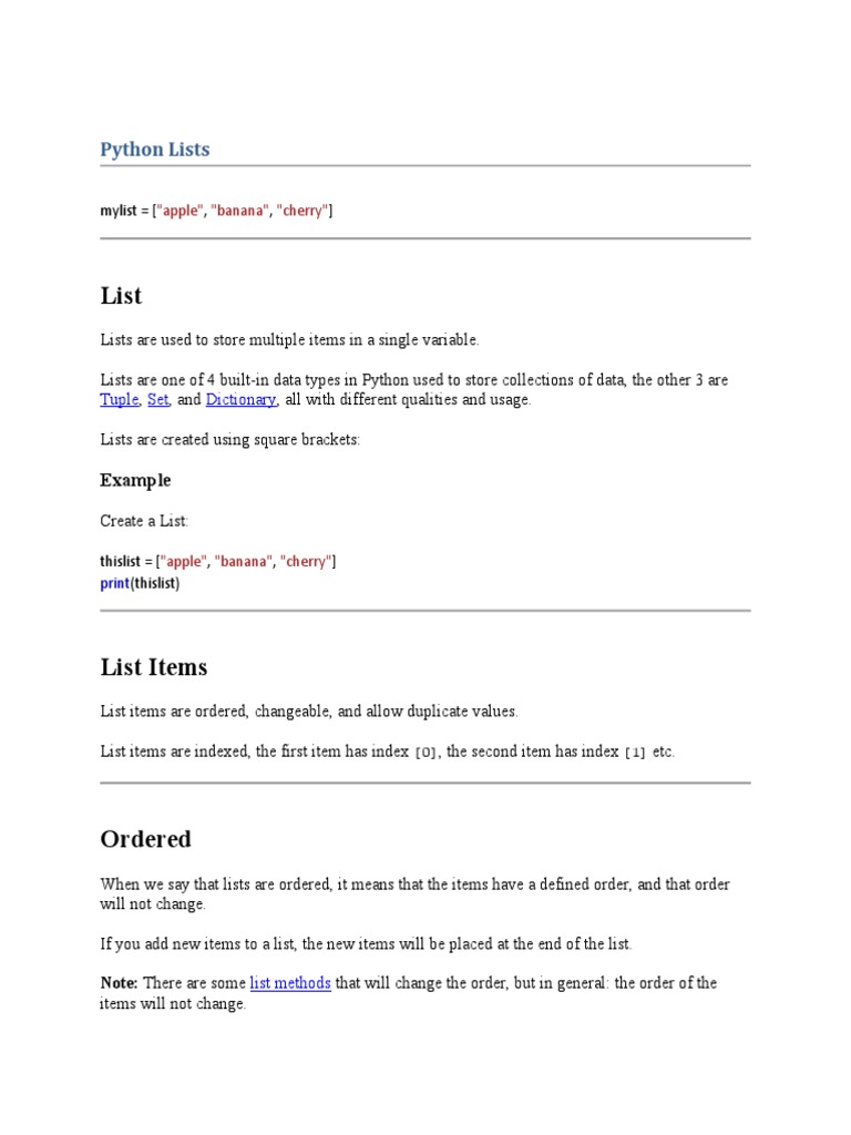 Python List | PDF | Data Type | Boolean Data Type