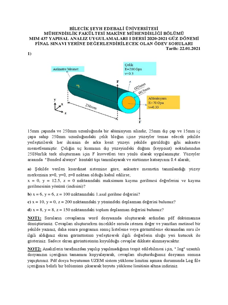 Yapisal Analiz Uygulamalari I - Final - Odevi | PDF