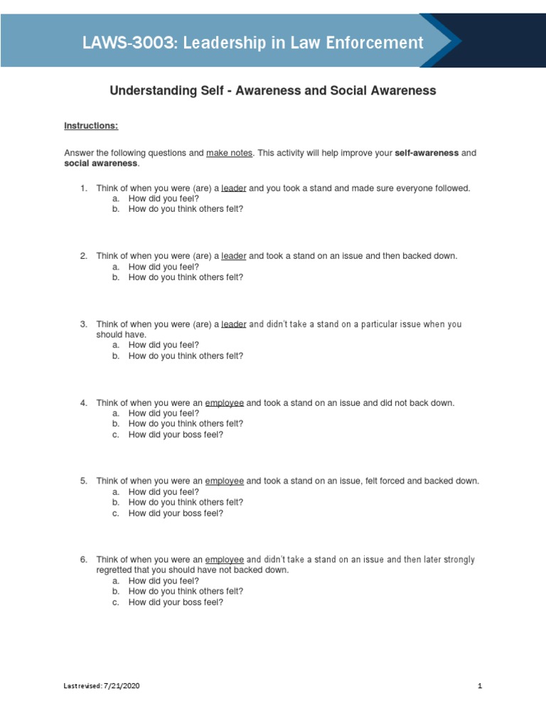 Module11 Understanding Self Awareness and Social Awareness | PDF
