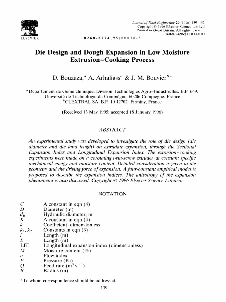 Die Design and Dough Expansion in Low Moisture Extrusion-Cooking ...