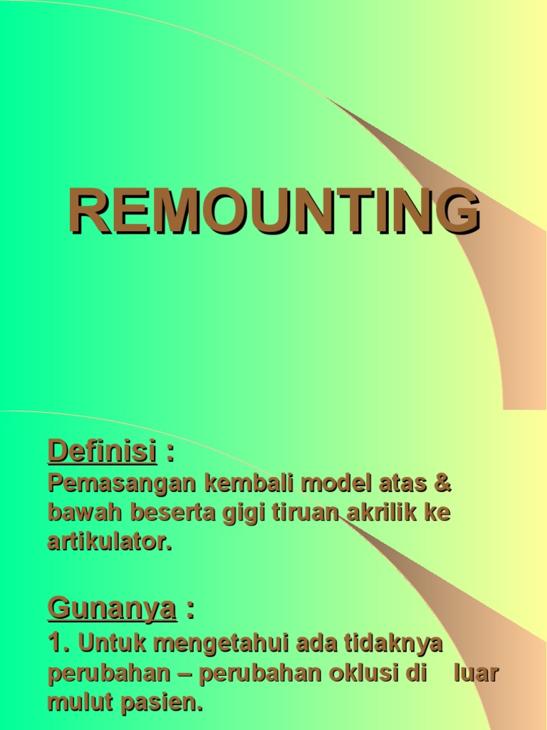 Remounting & Selective Grinding | PDF