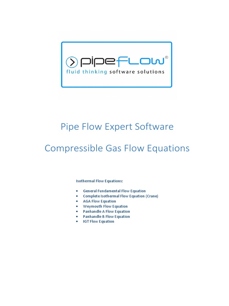 Pipe Flow Expert Compress Ible Equations | PDF