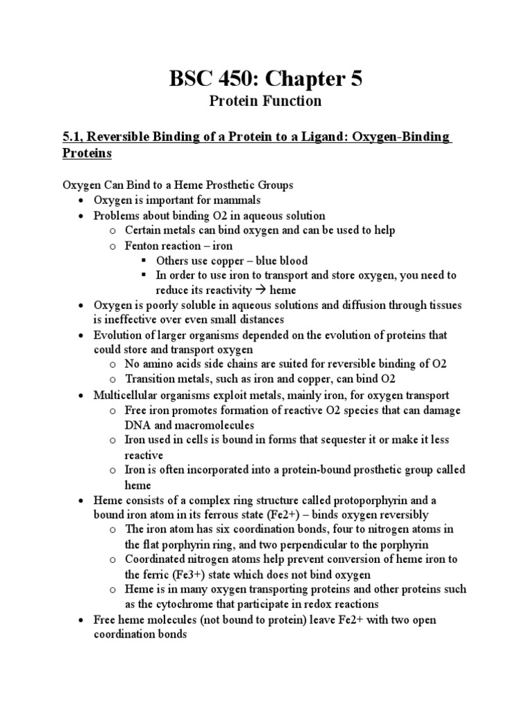 BSC 450 Chapter 5 Notes | PDF | Hemoglobin | Antibody